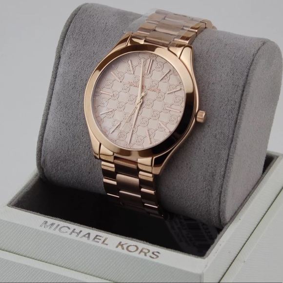 Michael Kors | Accessories | Michael Kors Slim Runway Mk Logo Rosegold ...